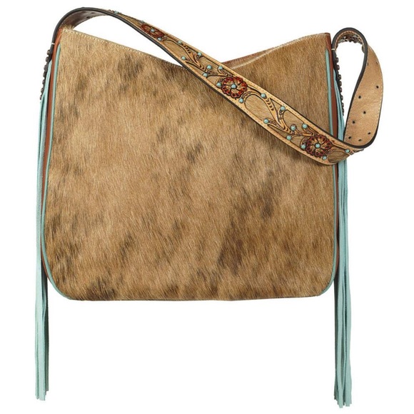 Ariat | Bags | Ariat Lorelei Brown Calfhair Orange Leather Tooled ...
